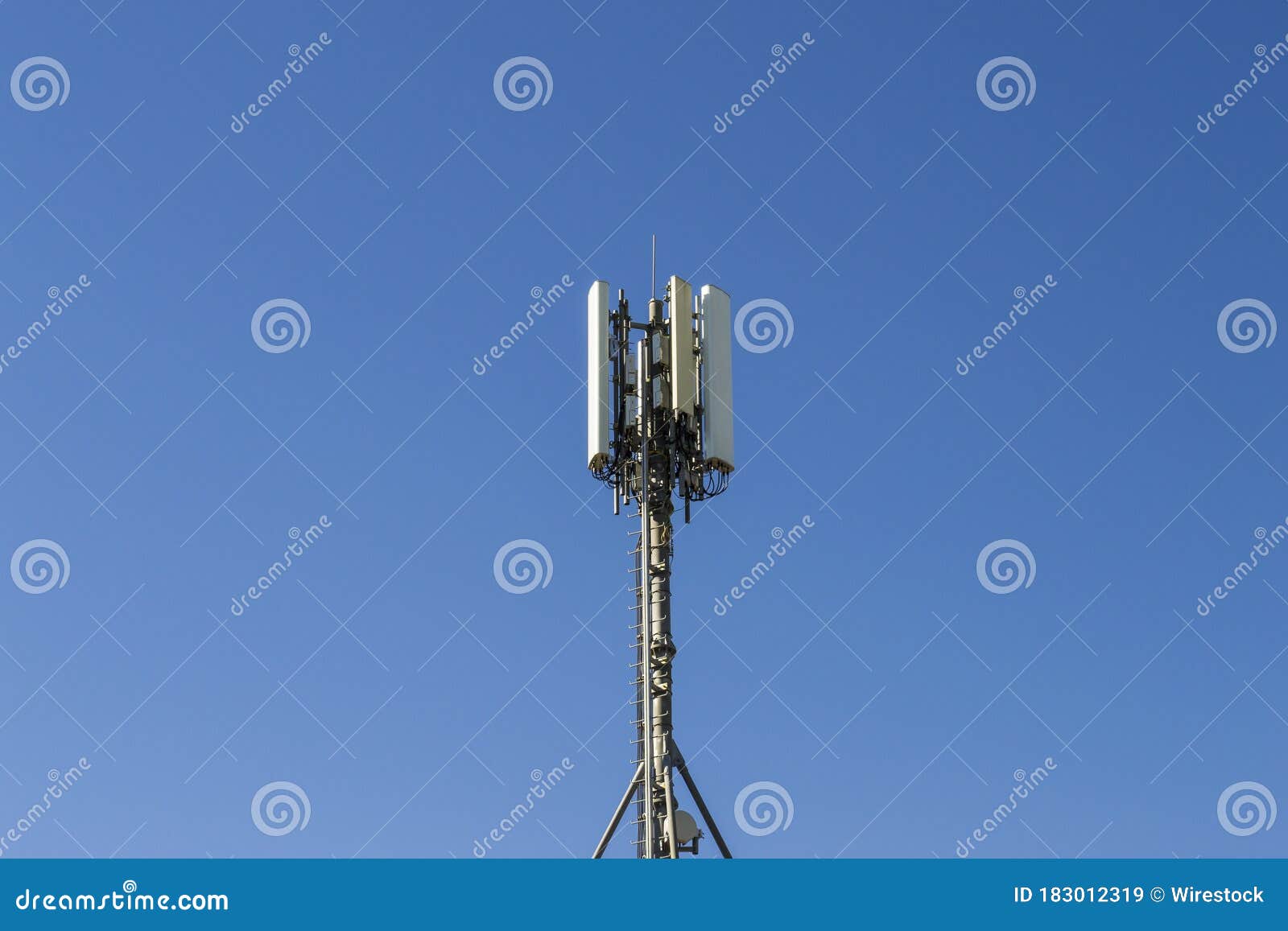 Low Angle Shot of a Transmitter Station Under a Clear Blue Sky Stock ...