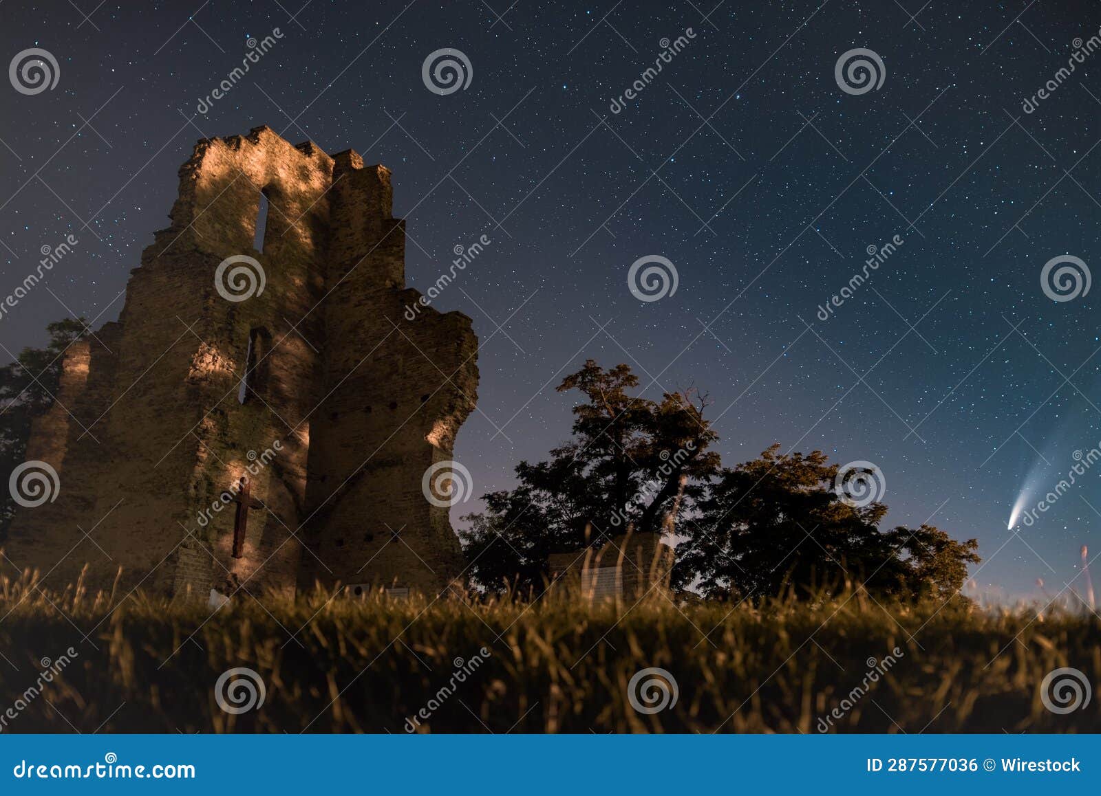 Low-angle Shot of the Truncate Tower at Zelemer Under the Starry Sky in ...