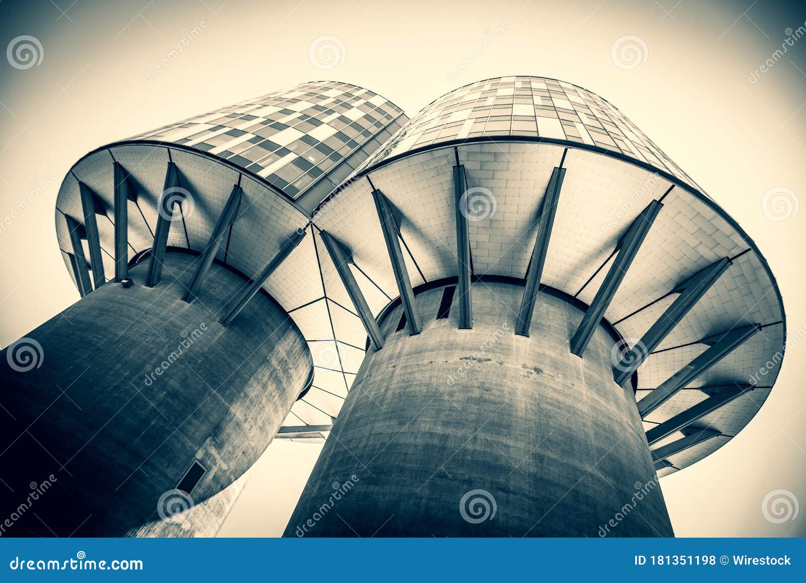 Low Angle Shot of Two Identical Abstract Buildings on Clear Sky ...