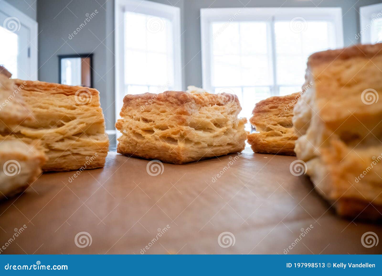 Low Angle of Square Biscuits Stock Image - Image of decadent, clotted ...
