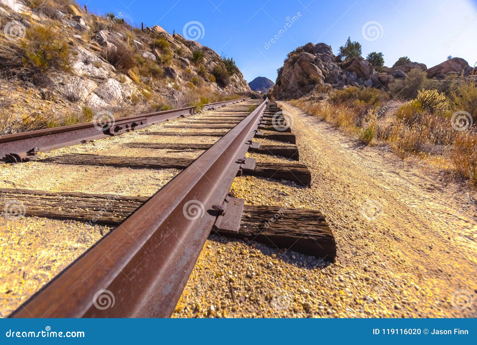 Low Angle Train Tracks in the Desert Stock Photo - Image of rural ...