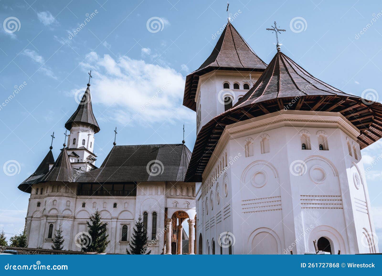 Low-angle Vertical of Hadambu Orthodox Monastery Against a Sunlit Clear ...