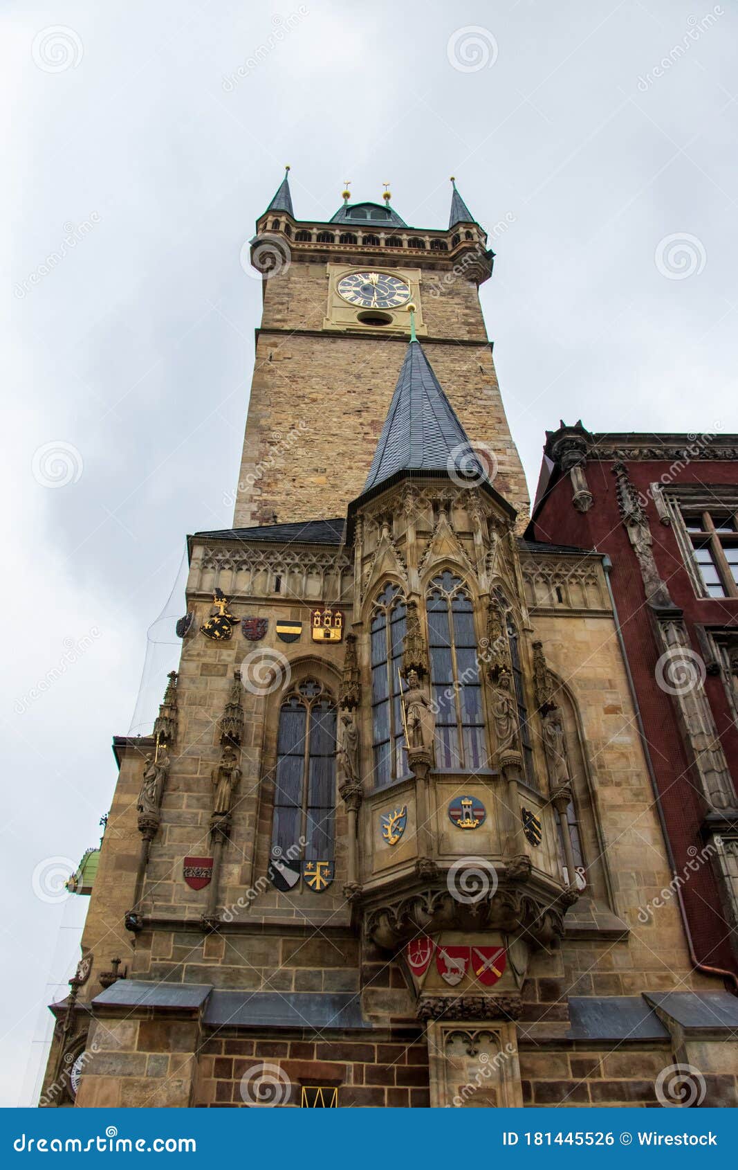 Low Angle Vertical Shot of the Prague Astronomical Clock Tower in ...