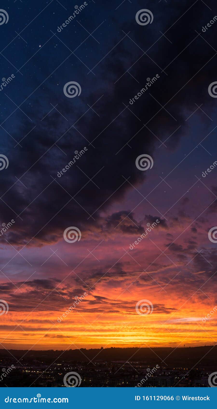 Low Angle Vertical Shot of the Sky during Sunset with the Stars Visible ...