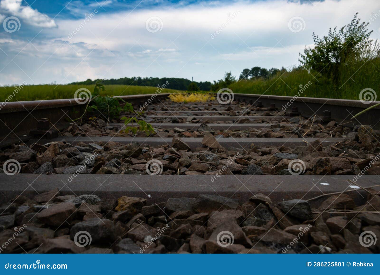 Low Angle View of Abandoned Railroad Tracks Stock Image - Image of ...