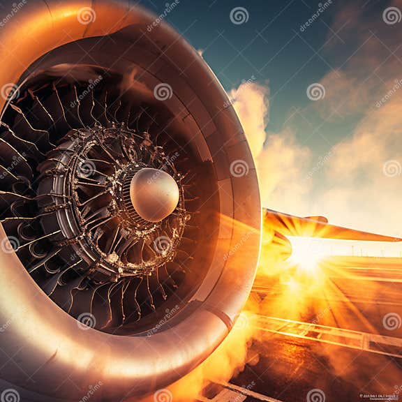 Airplane Engine on Fire in Sky Stock Illustration - Illustration of ...