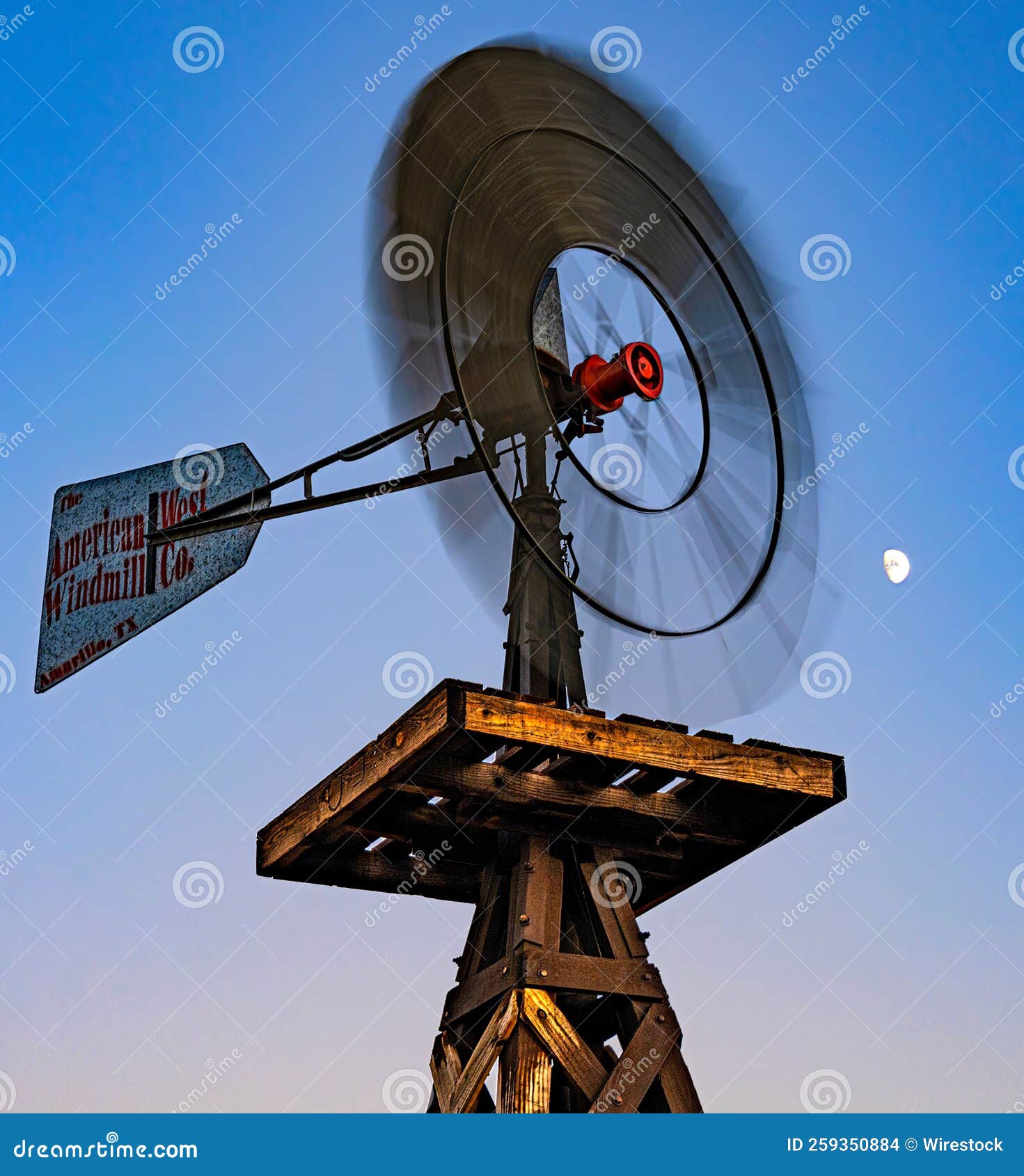 Low Angle View of Antique Windmill on Tower Stock Photo - Image of ...