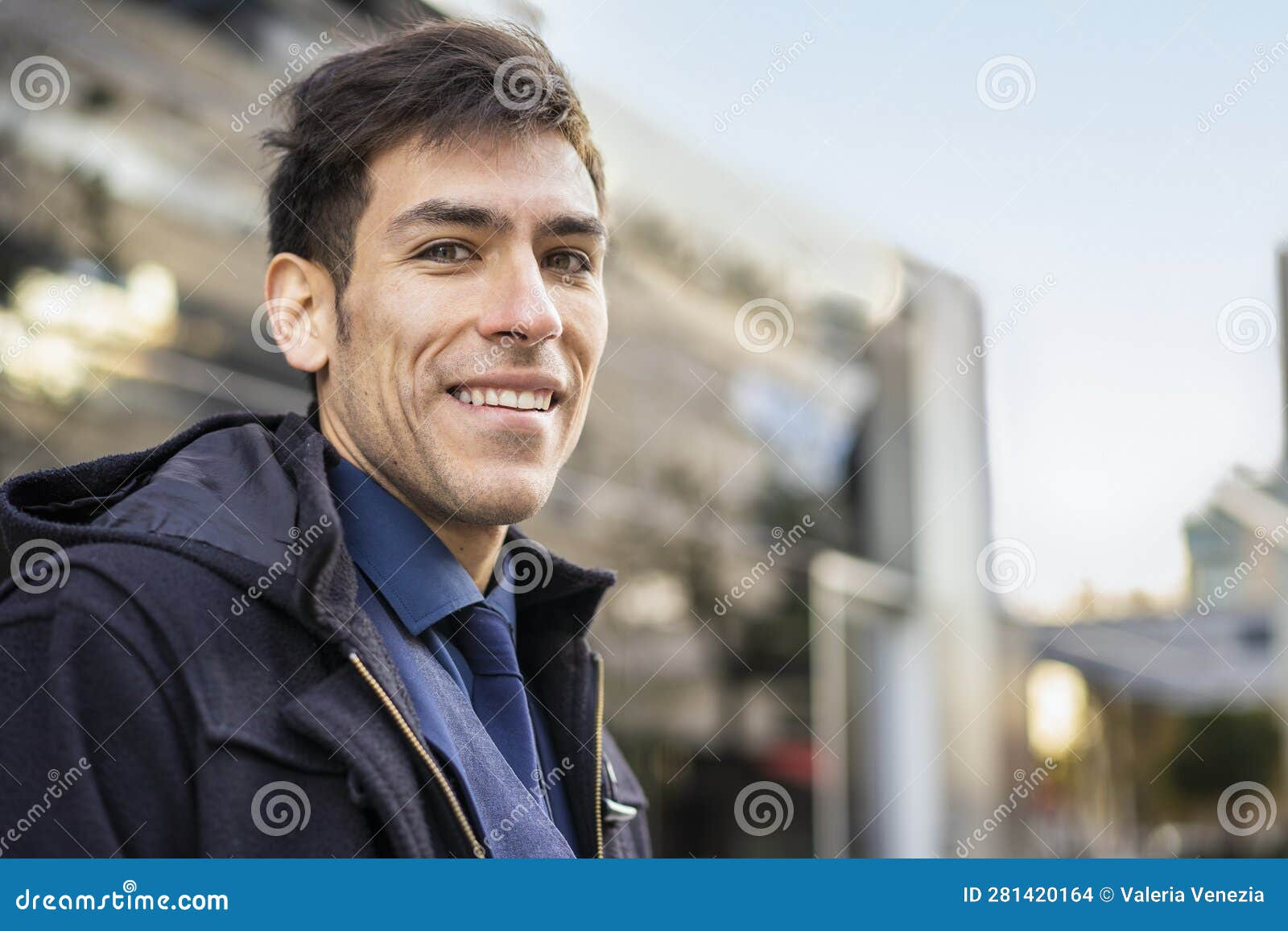 Low-angle View of an Attractive Man Looking at Camera. Copy Space Stock ...