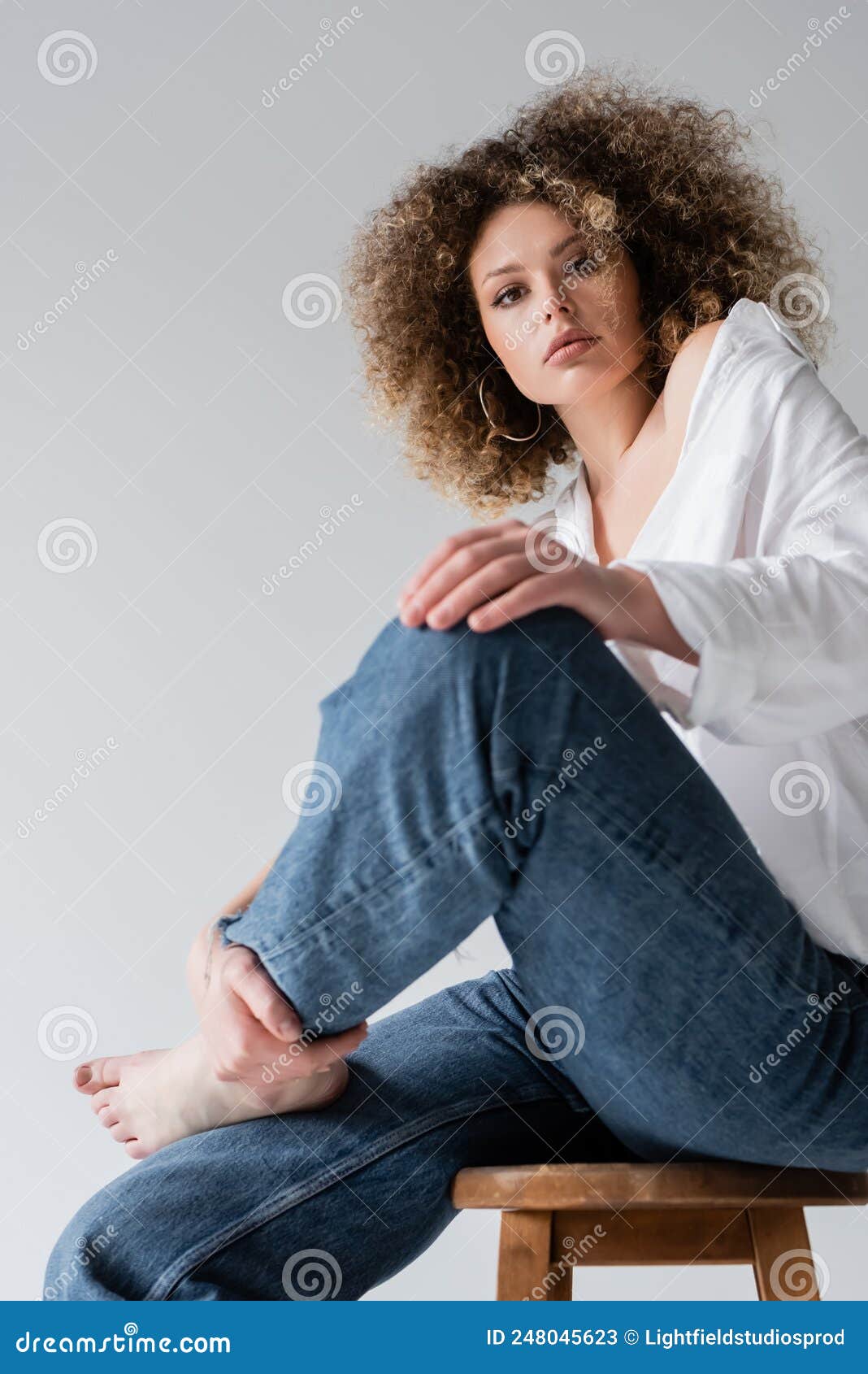 Low Angle View of Barefoot Model Stock Image - Image of caucasian ...