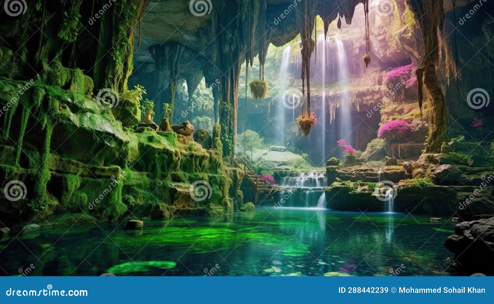 Low Angle View of a Beautiful Waterfall and Natural River Floating ...