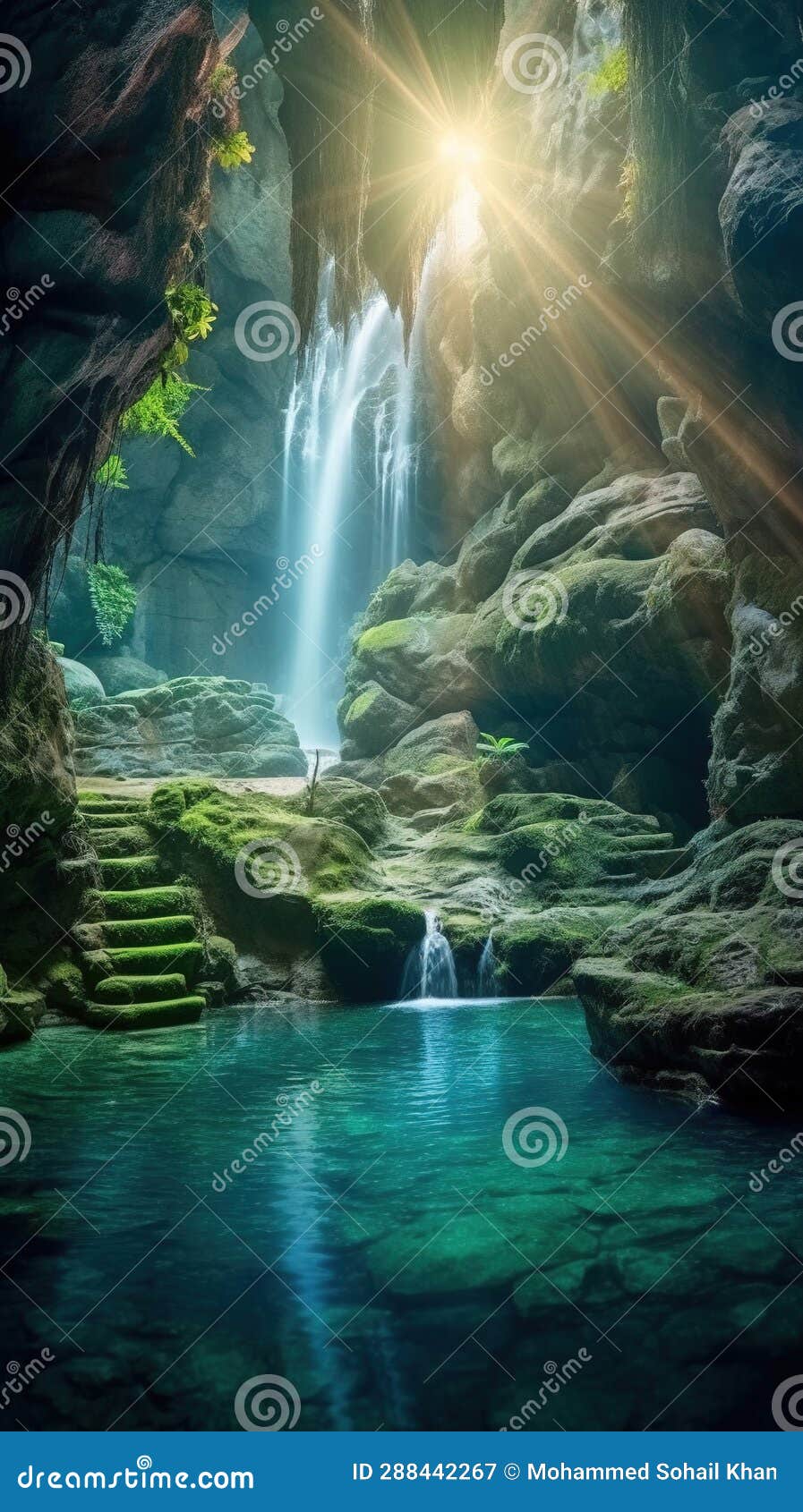 Low Angle View of a Beautiful Waterfall and Natural River Floating ...