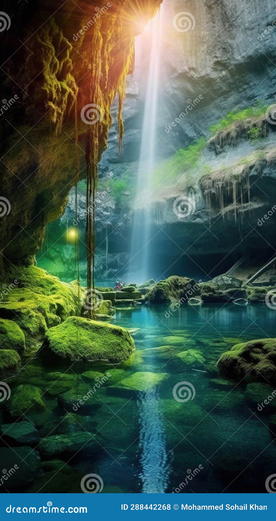 Low Angle View of a Beautiful Waterfall and Natural River Floating ...