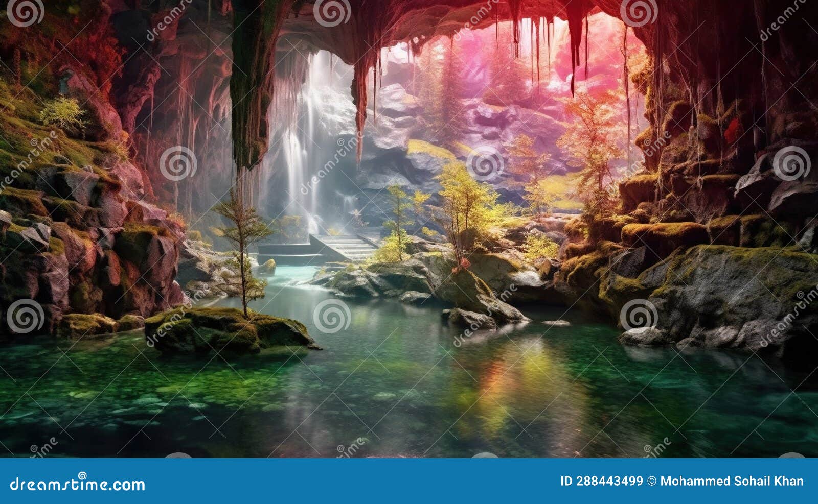 Low Angle View of a Beautiful Waterfall and Natural River Floating ...