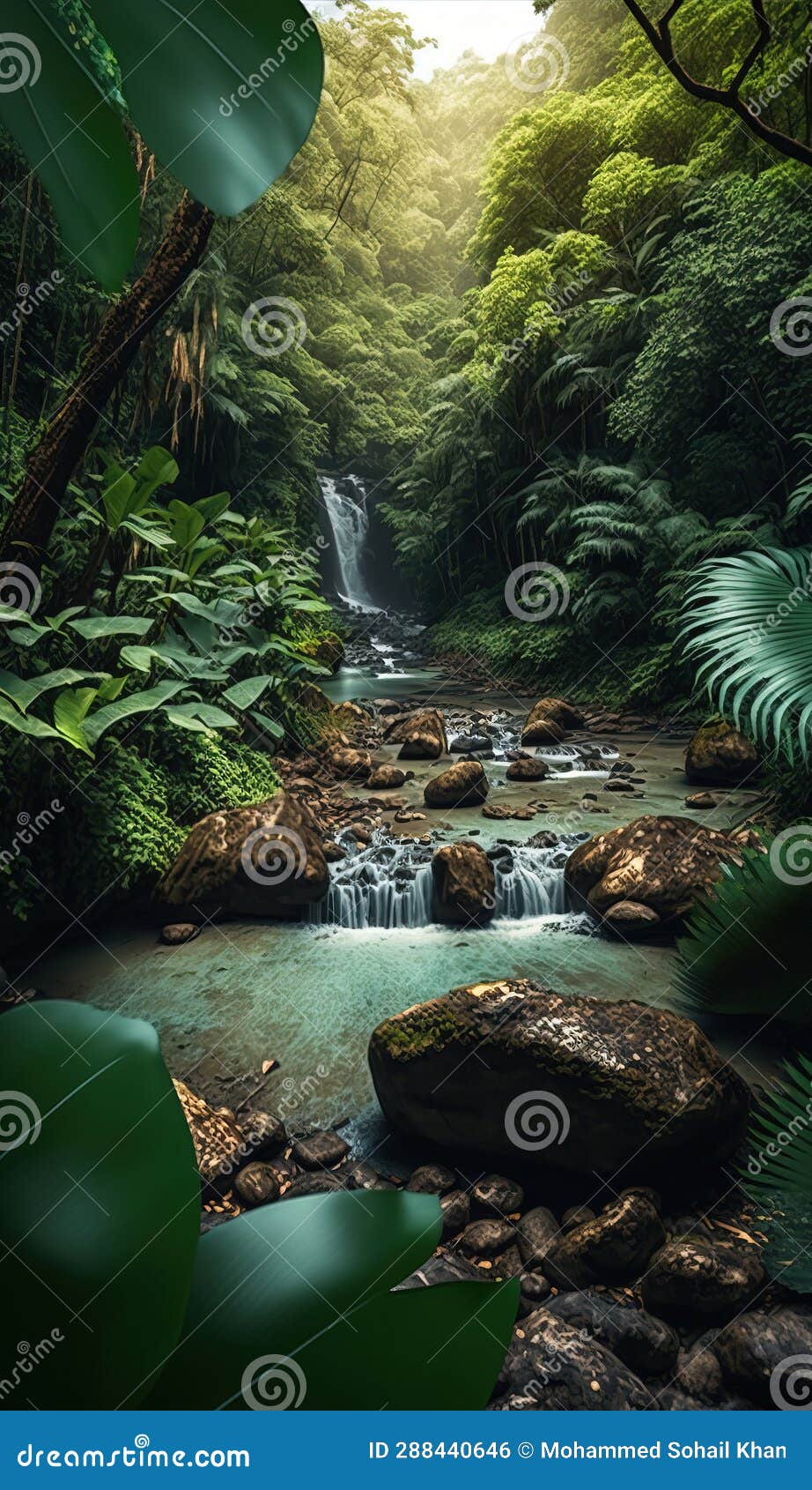 Low Angle View of a Beautiful Waterfall and Natural River Floating ...