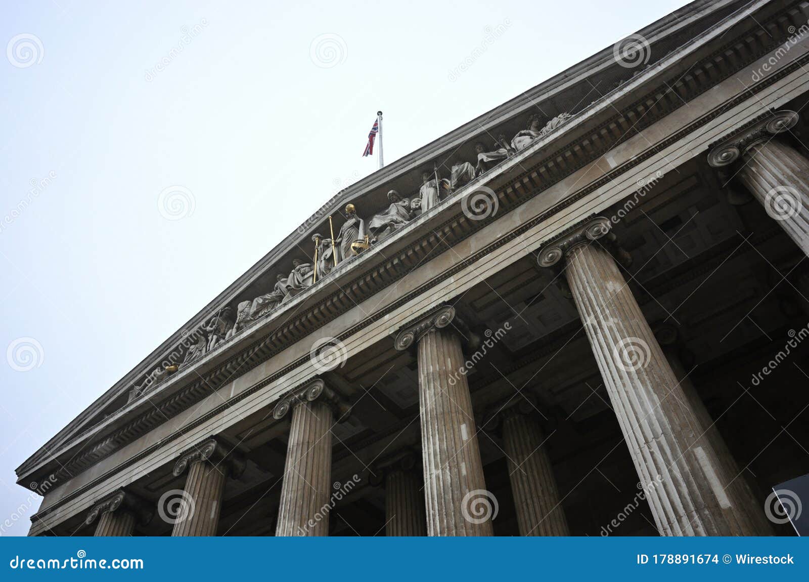 Low Angle View of the British Museum Under a Cloudy Sky in London in ...