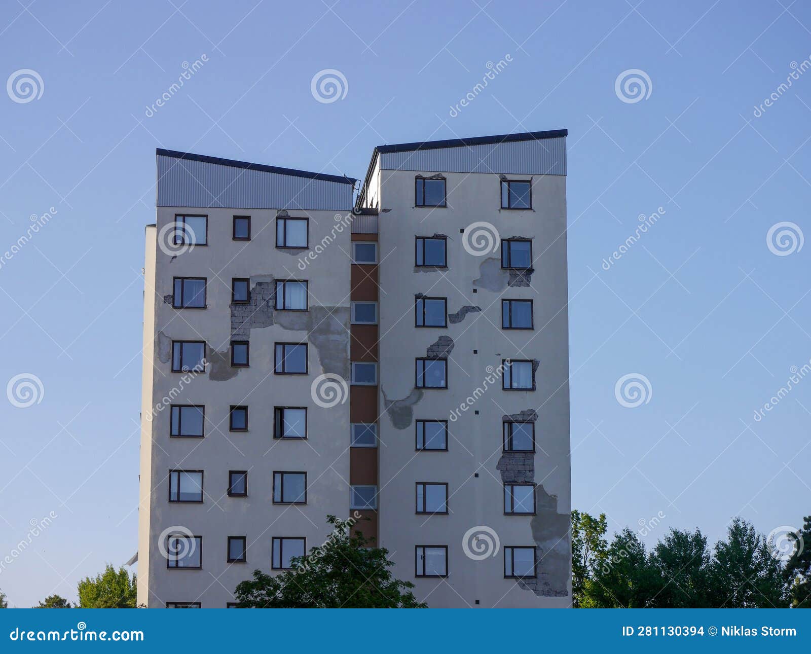 Low Angle View of Building in Bad Shape Stock Photo - Image of design ...