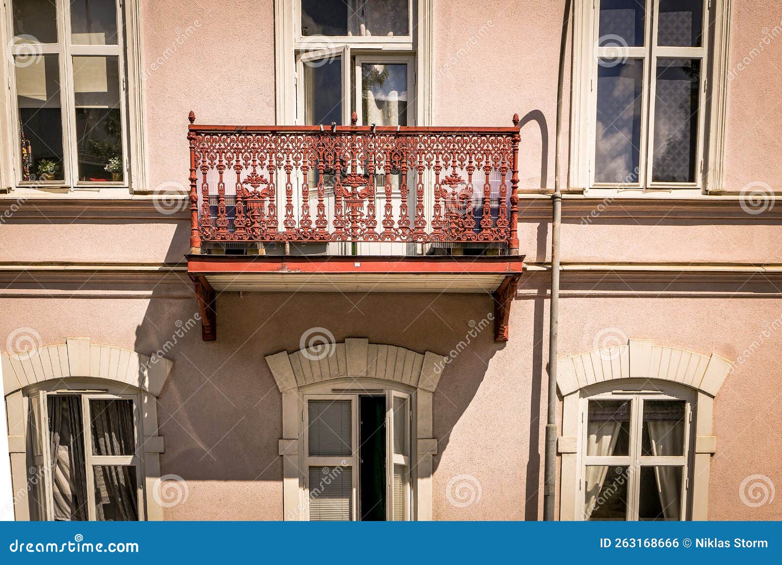 Low Angle View of Building with a Balcony Stock Photo - Image of ...