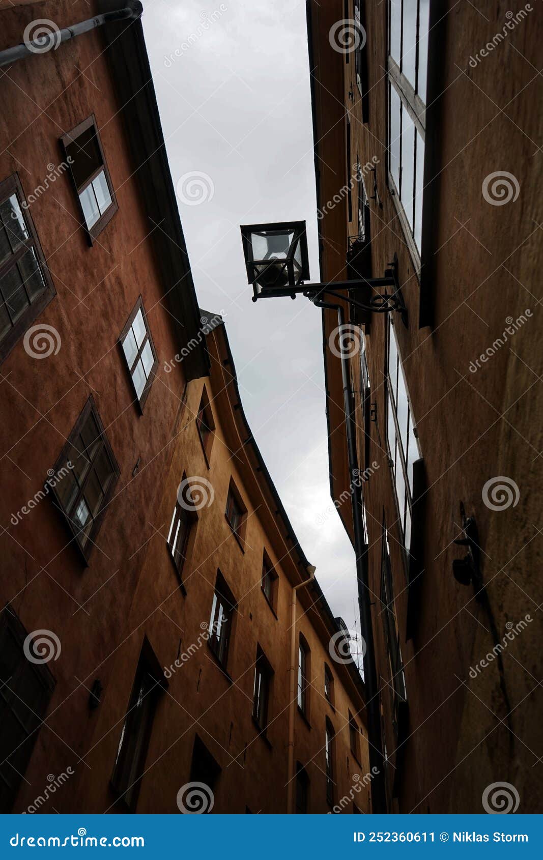 Low Angle View of Buildings in Alley Stock Image - Image of alley ...