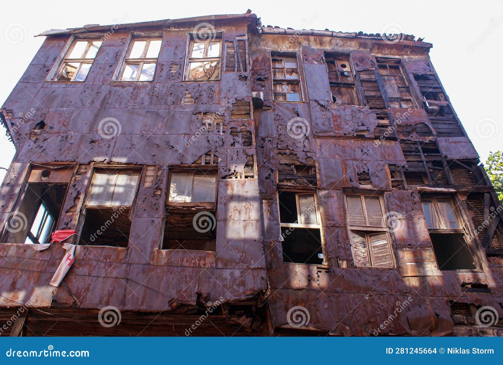 Low Angle View of Burned Out Building Stock Photo - Image of slum, city ...