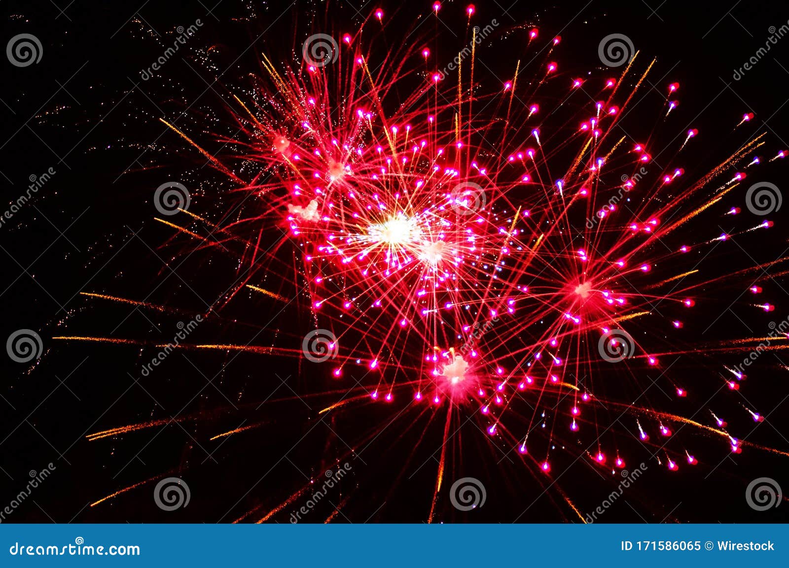 Low Angle View of Colorful Fireworks in the Sky during the Night - a ...