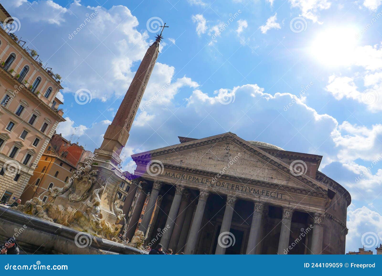 Low Angle View of Columns and Front Facade of the Pantheon Stock Image ...