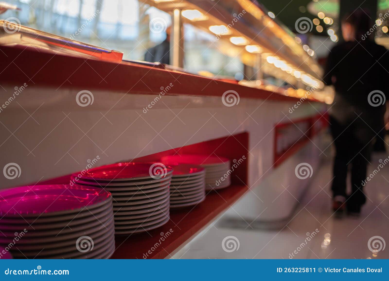 Low Angle View of Counter with Food at Asian Buffet Restaurant Stock ...