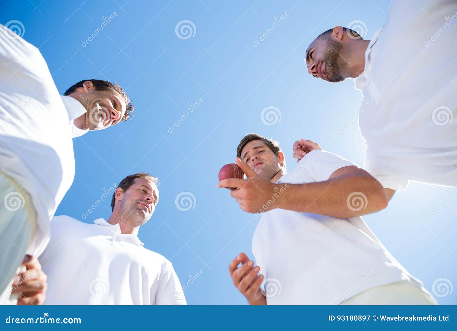 Low Angle View of Cricket Team Standing on Field Stock Image - Image of ...