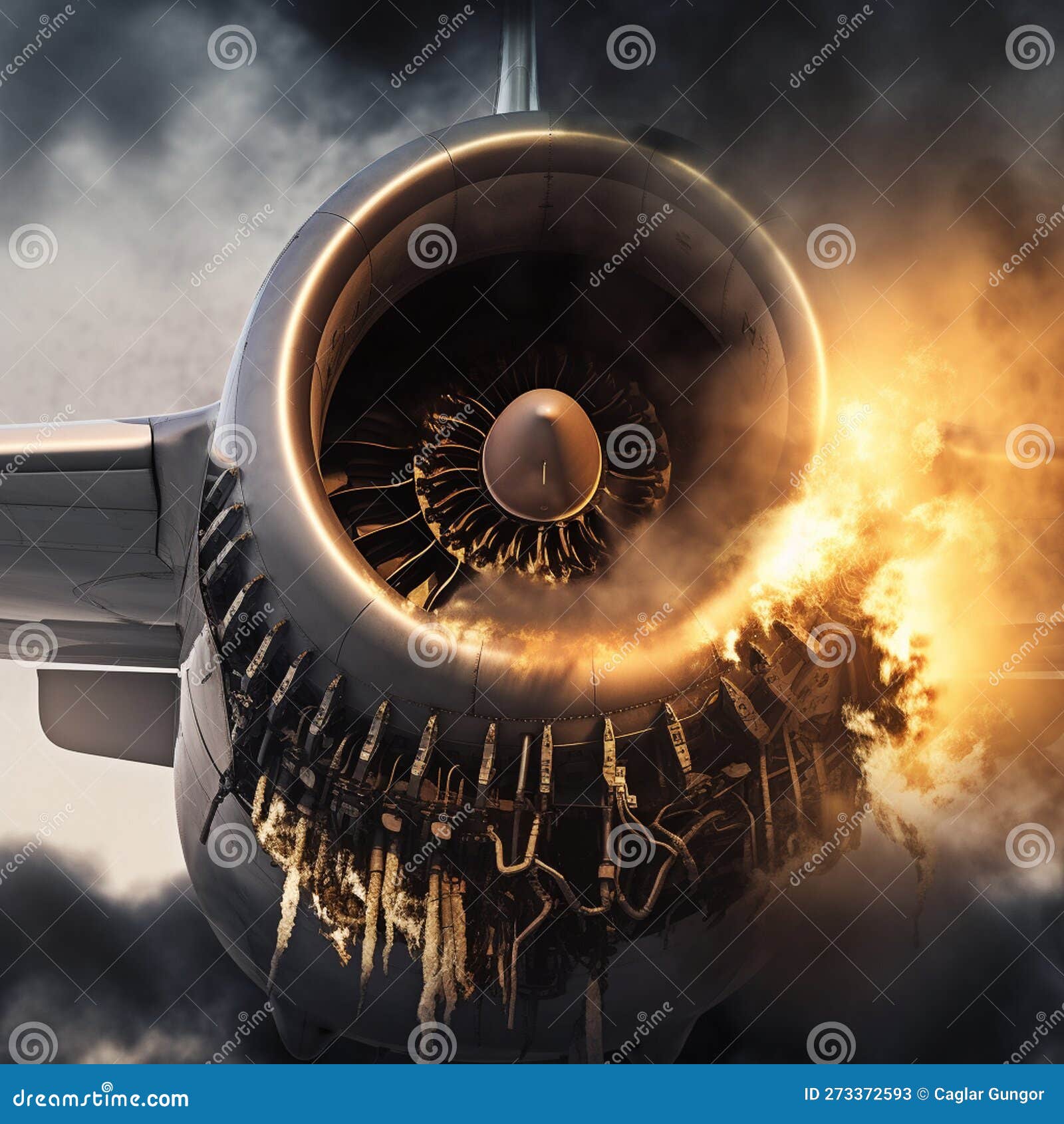 Airplane Engine Burning stock illustration. Illustration of poster ...