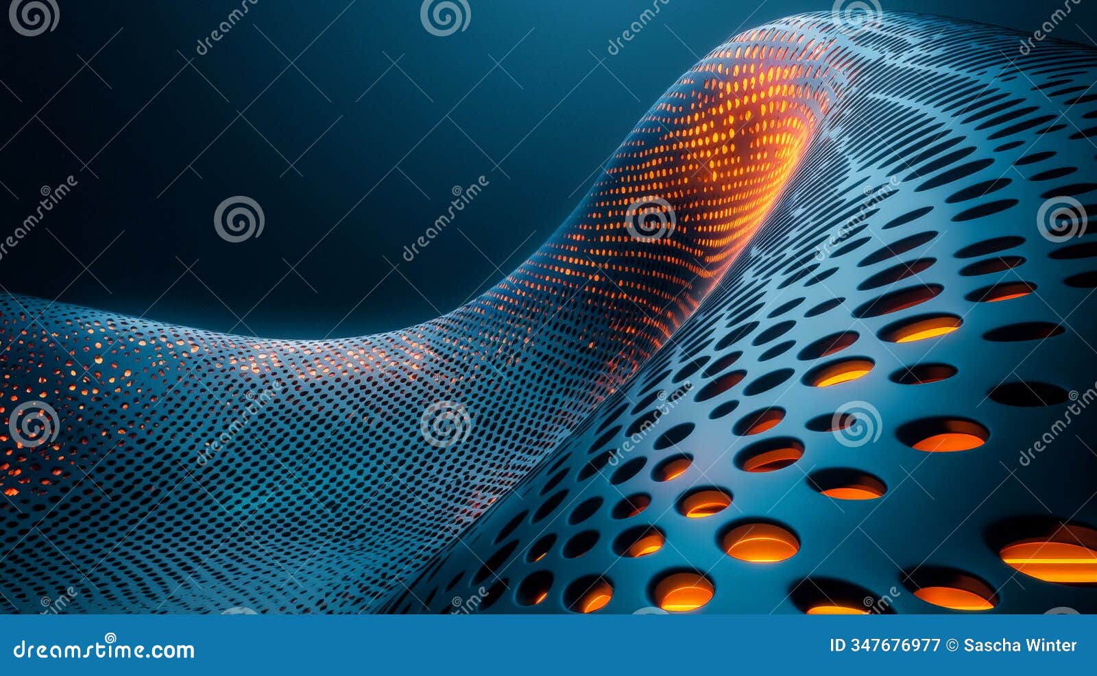 A Low-angle View of a Curved, Futuristic Structure with Intricate ...