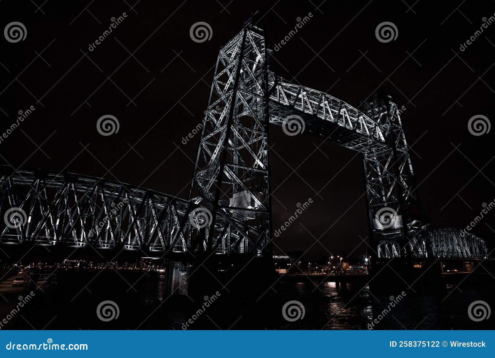 Low Angle View of the De Hef Bridge during Nighttime Editorial ...