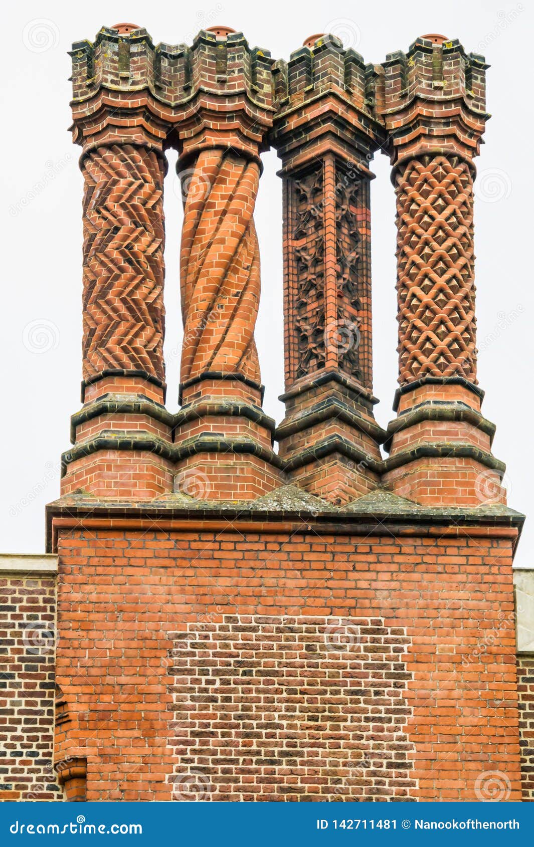 Low Angle View of Decorative Chimneys at Hampton Court Palace Stock ...