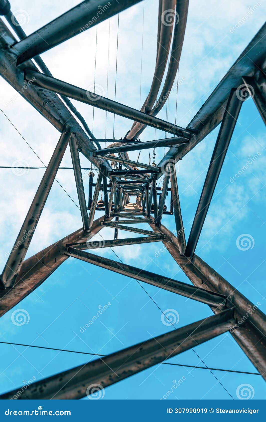 Low Angle View of Electricity Pylon Structure Stock Image - Image of ...