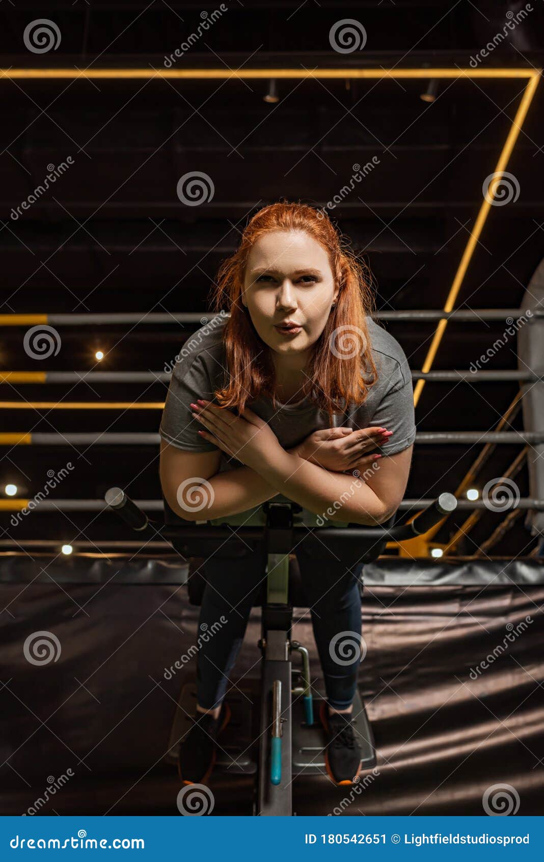 Angle View of Focused Overweight Girl Doing Lower Back Extension ...