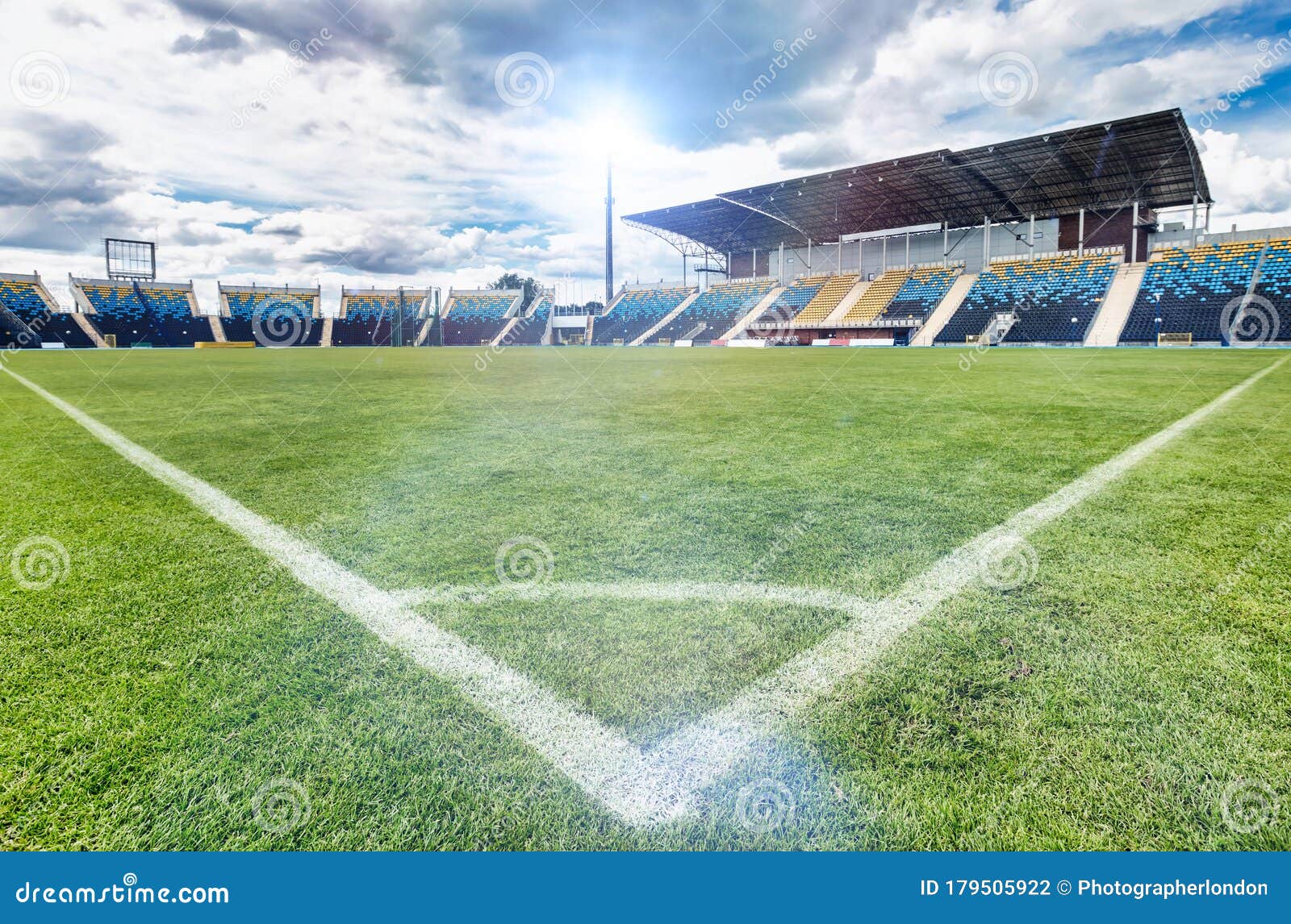Low Angle View of Football Stadium Stock Photo - Image of lower ...