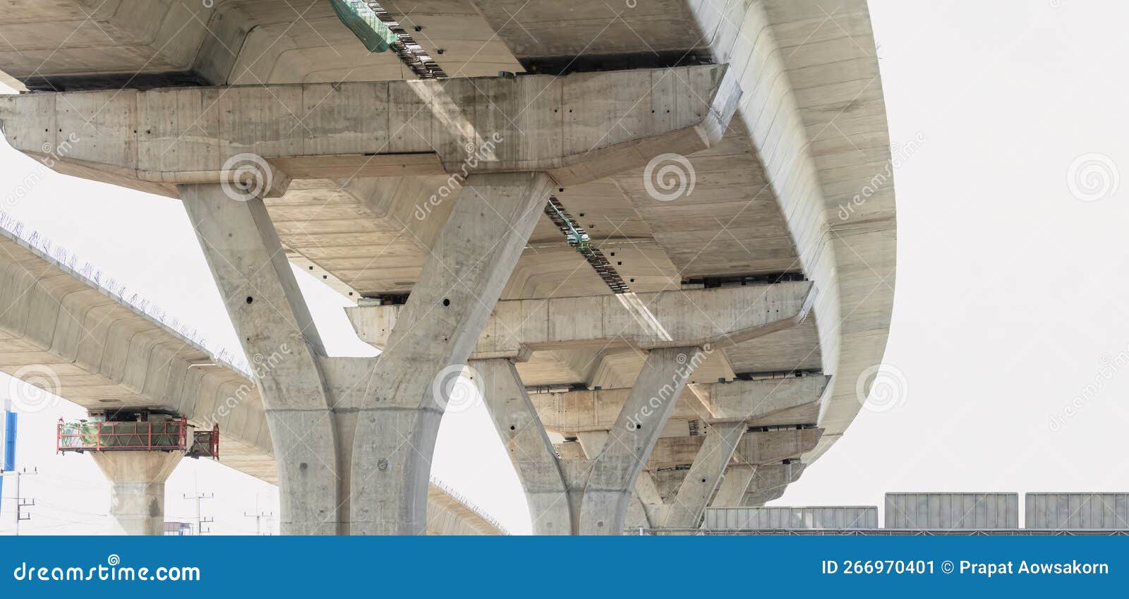 Low Angle View of Foundations Structure of Curve Flyover Expressway in ...