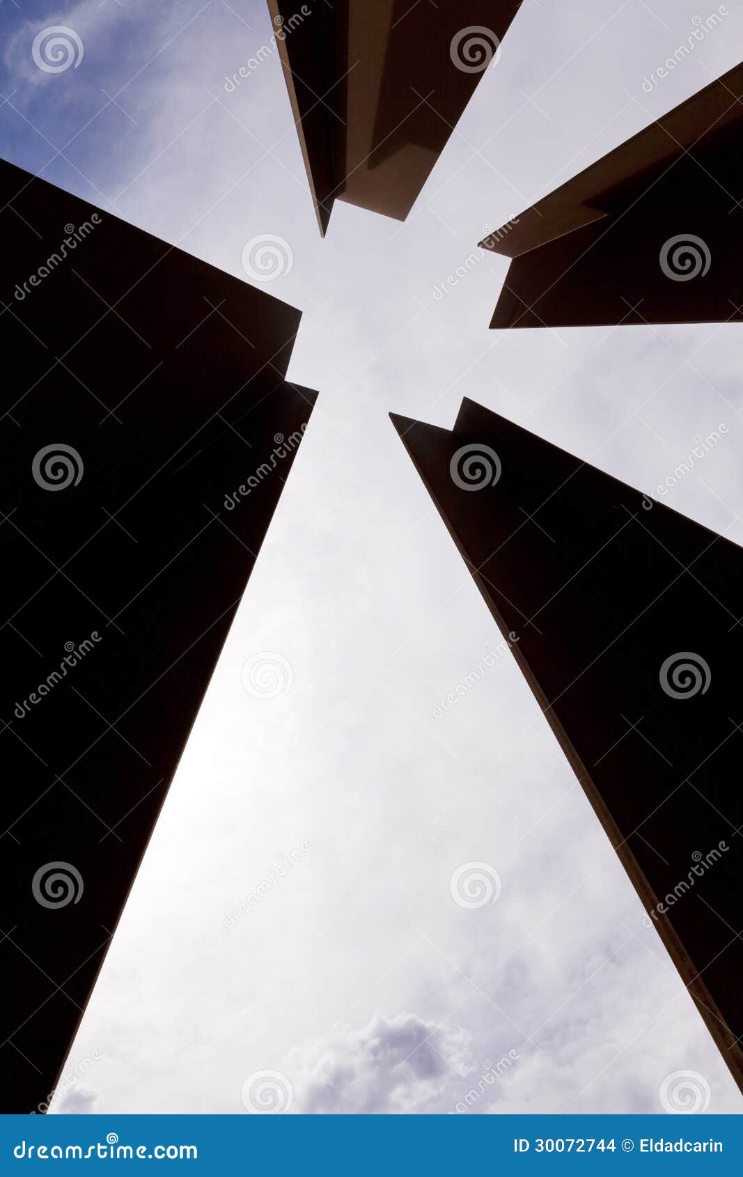 Abstract Diminishing Square and Cloudy Sky Stock Photo - Image of blue ...