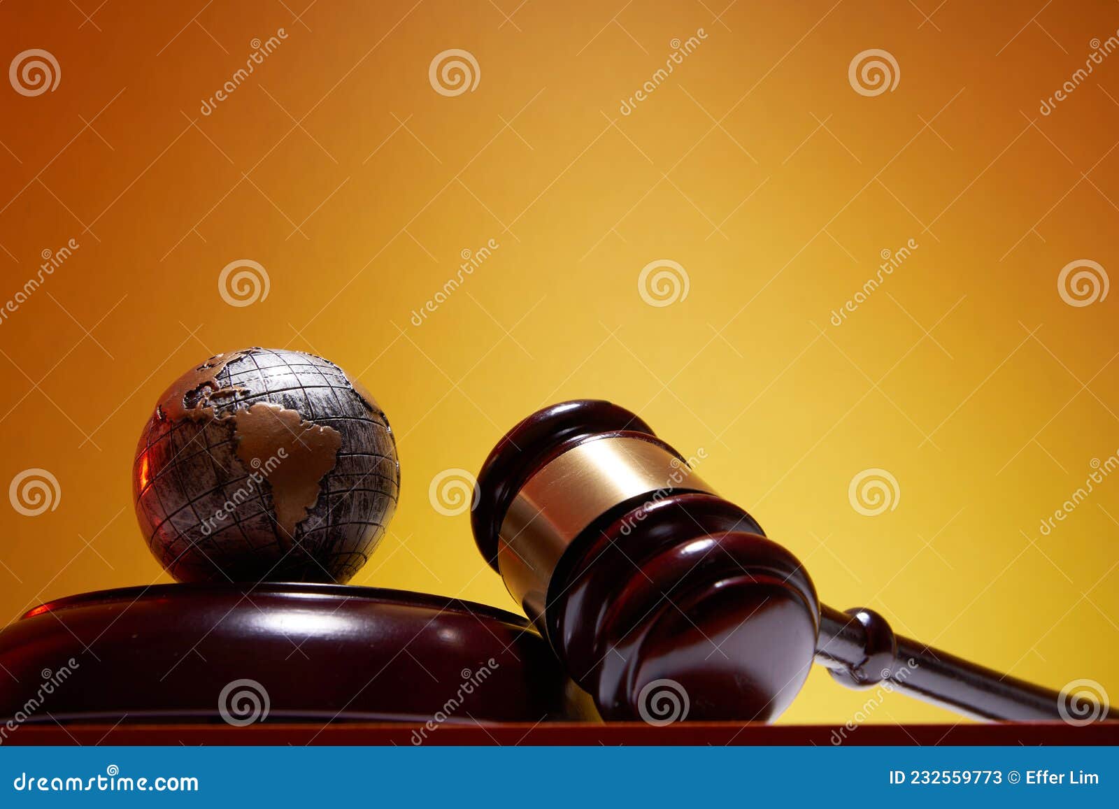 Low Angle View of Gavel Hammer and Globe Stock Image - Image of ...