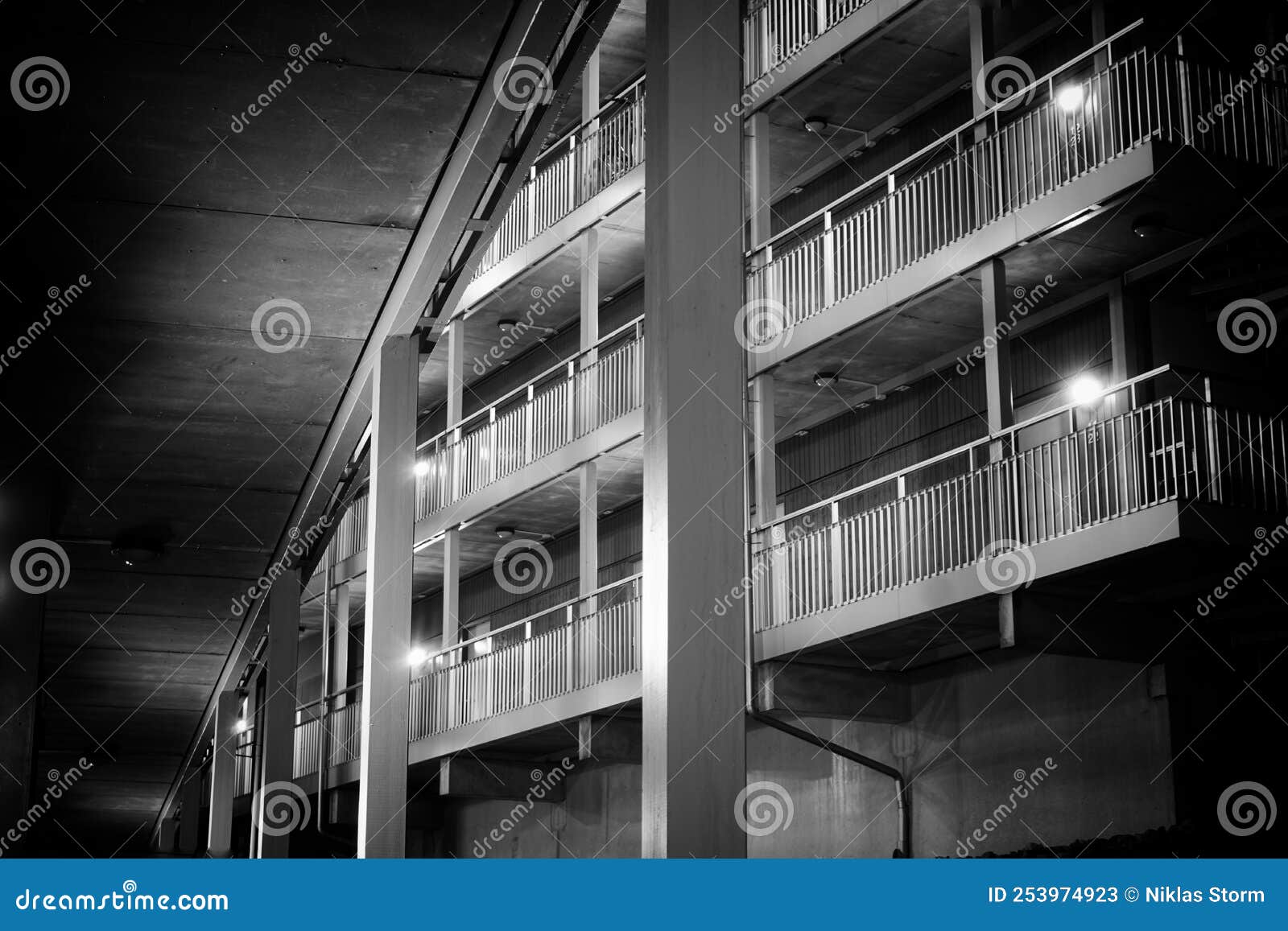 Low Angle View of Illuminated Building at Night Stock Image - Image of ...