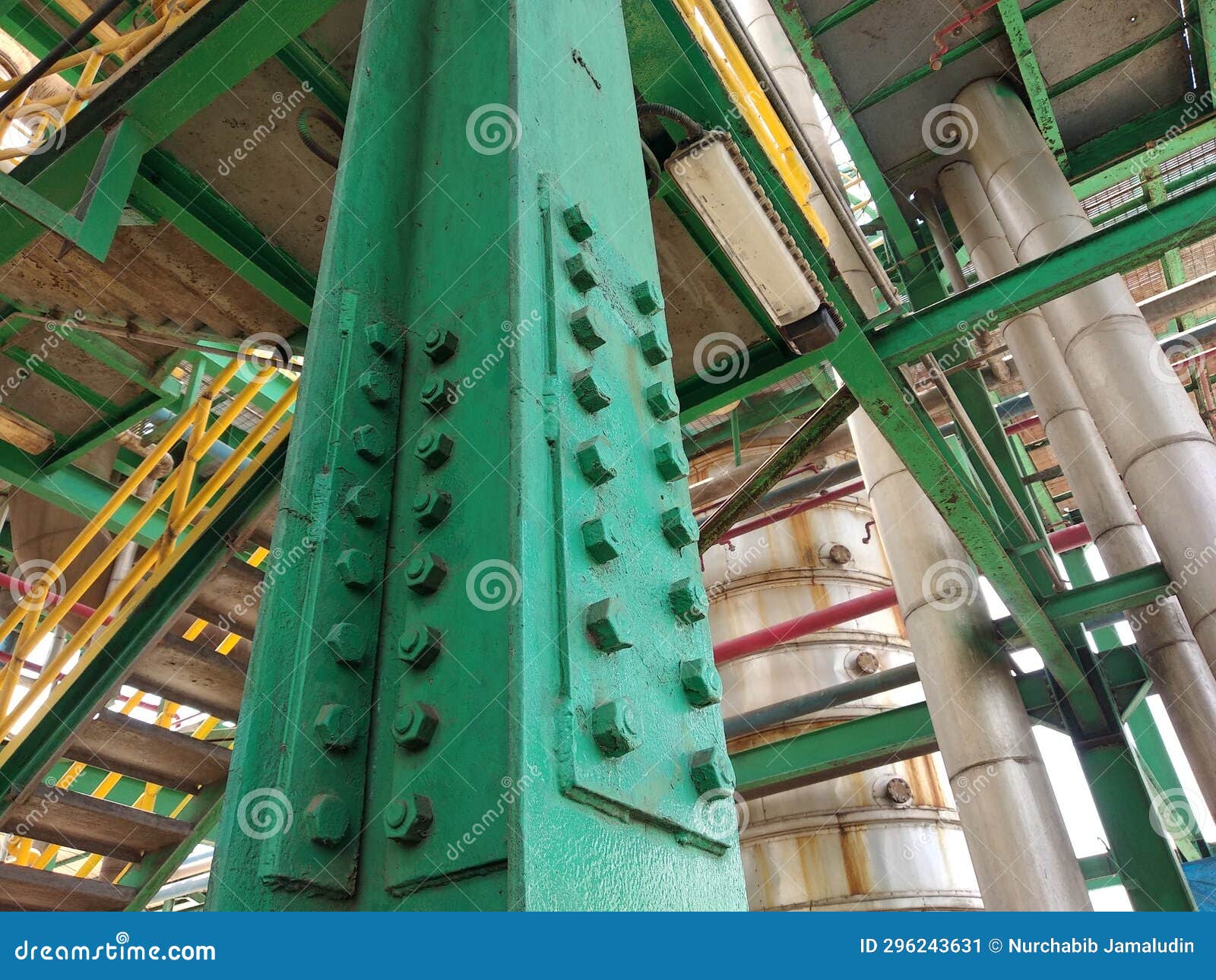 Connection of Main Frame Poles of an Industrial Building Stock Image ...