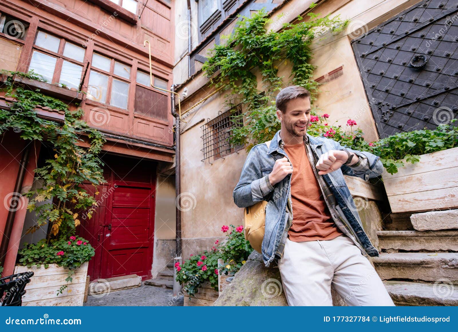 Angle View of Man Looking at Stock Photo - Image of green, goodlooking ...