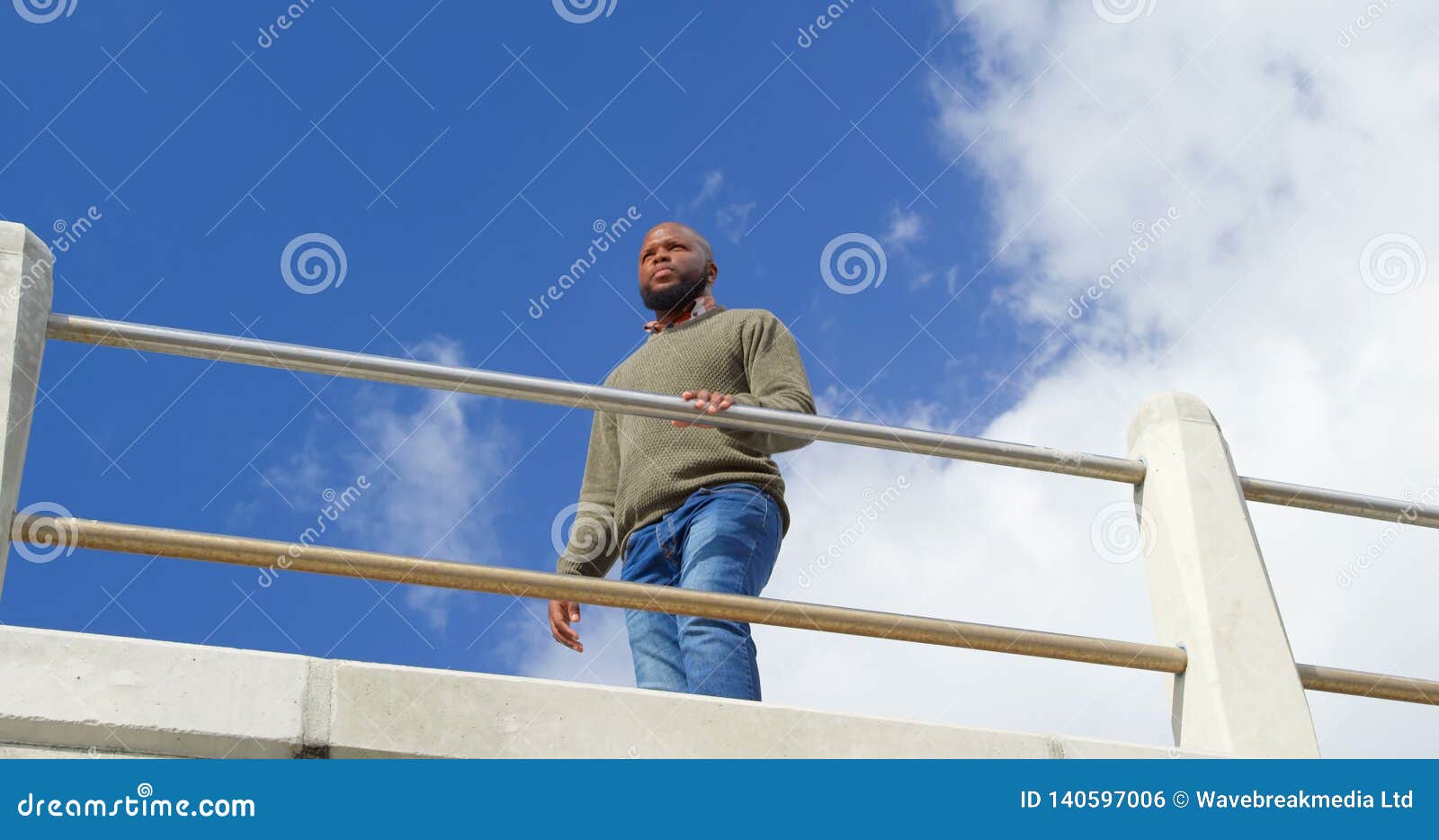 Low Angle View of Man Standing Near Railings 4k Stock Footage - Video ...