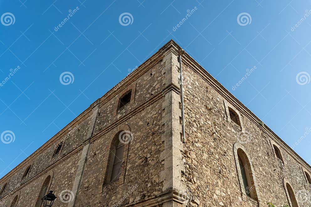Low-angle View of a Medieval Building Facade Walls Under the Blue Sky ...