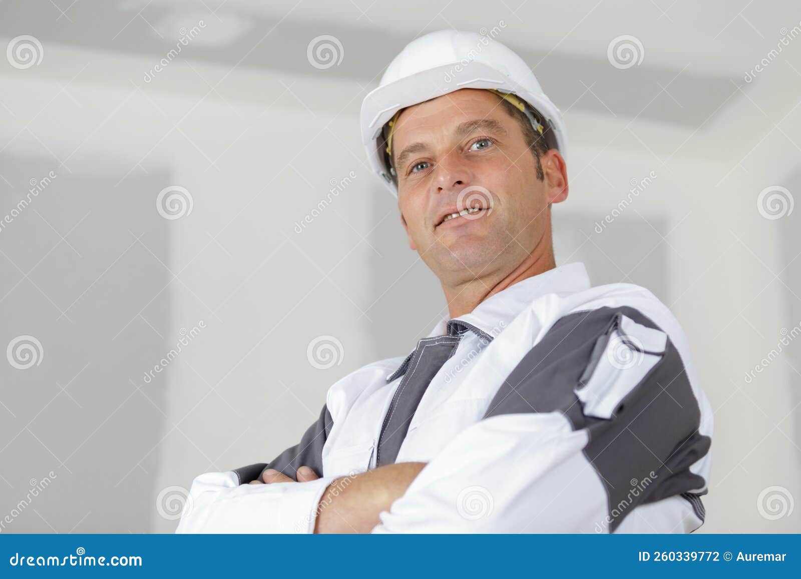 Low Angle View Middle Aged Male Tradesman Stock Photo - Image of ...