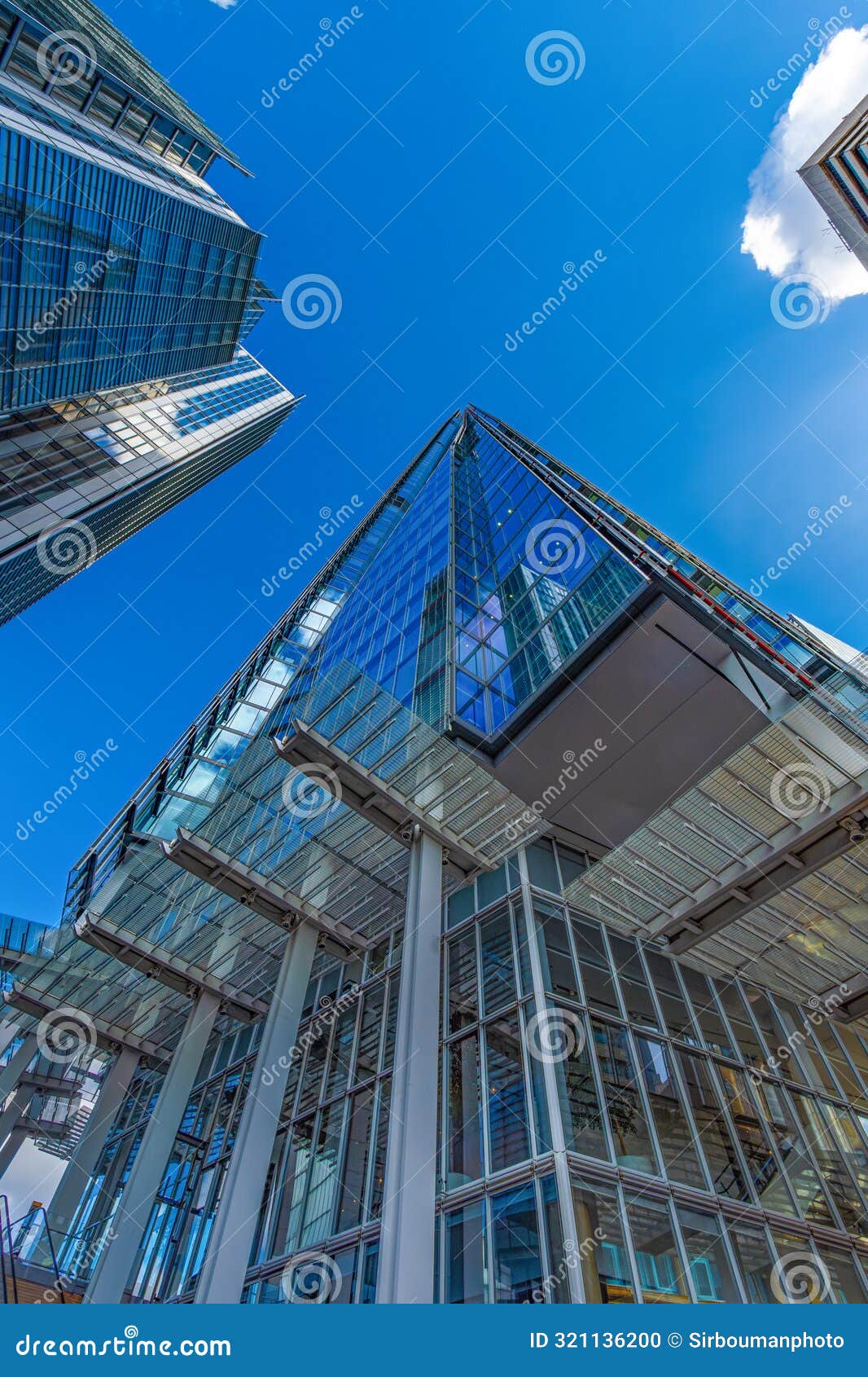Low Angle View of the Modern Blue Glass Skyscraper Building the Shard ...