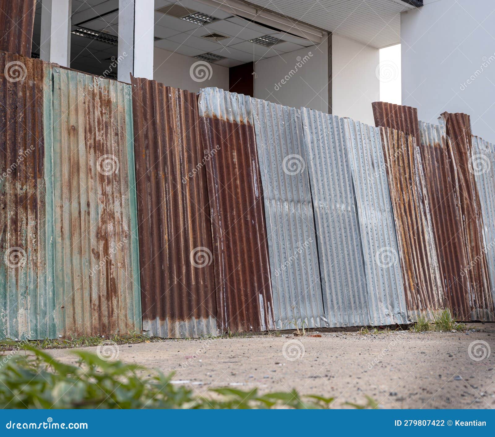 Low Angle View of Old Galvanized Sheet Walls Forming a Wall on the ...
