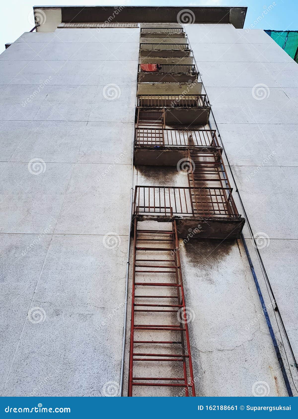 Low Angle View of Old Rusty Fire Exit Stairs Stock Image - Image of ...