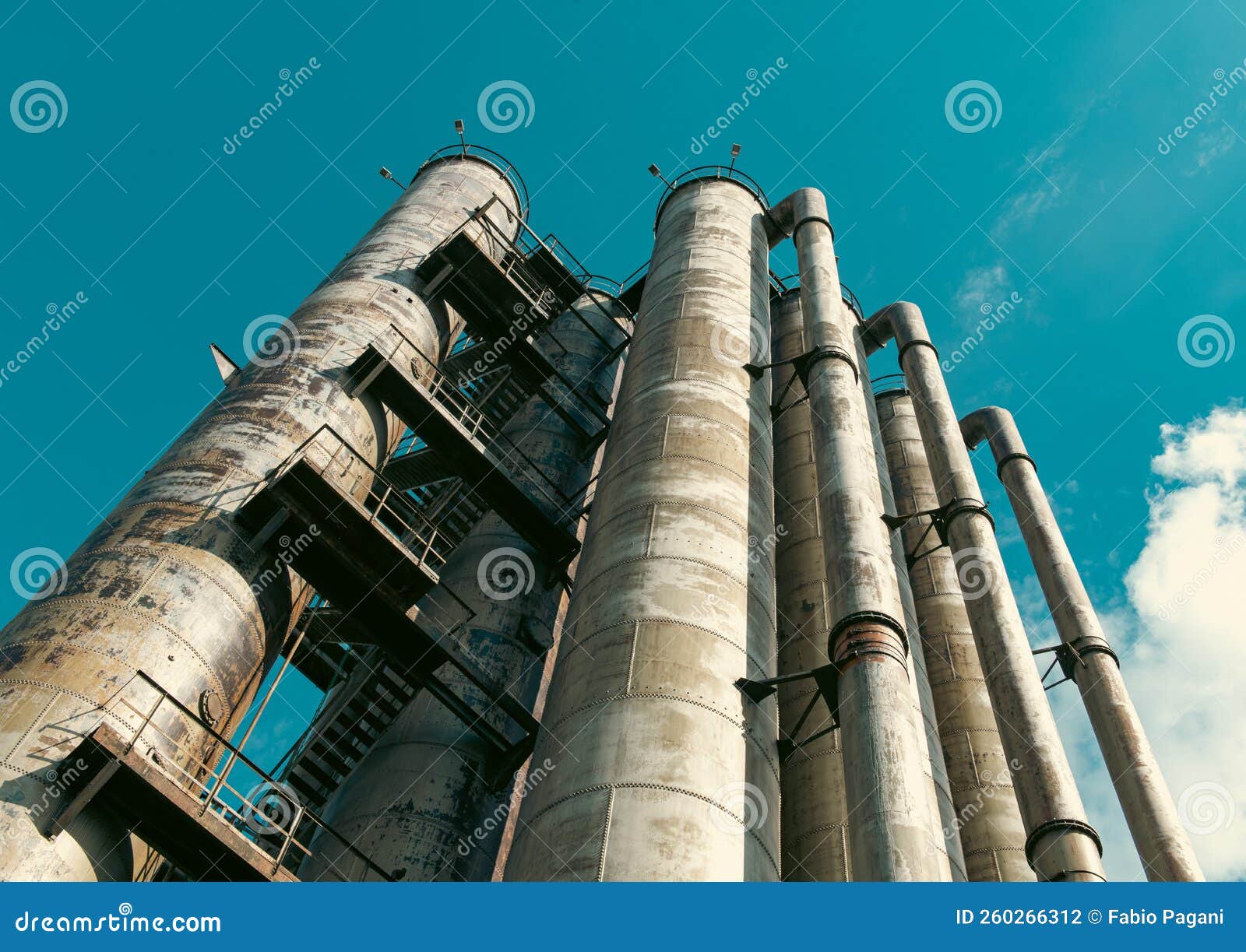 Low Angle View of Old Rusty Industrial Chimney Architecture Stock Photo ...