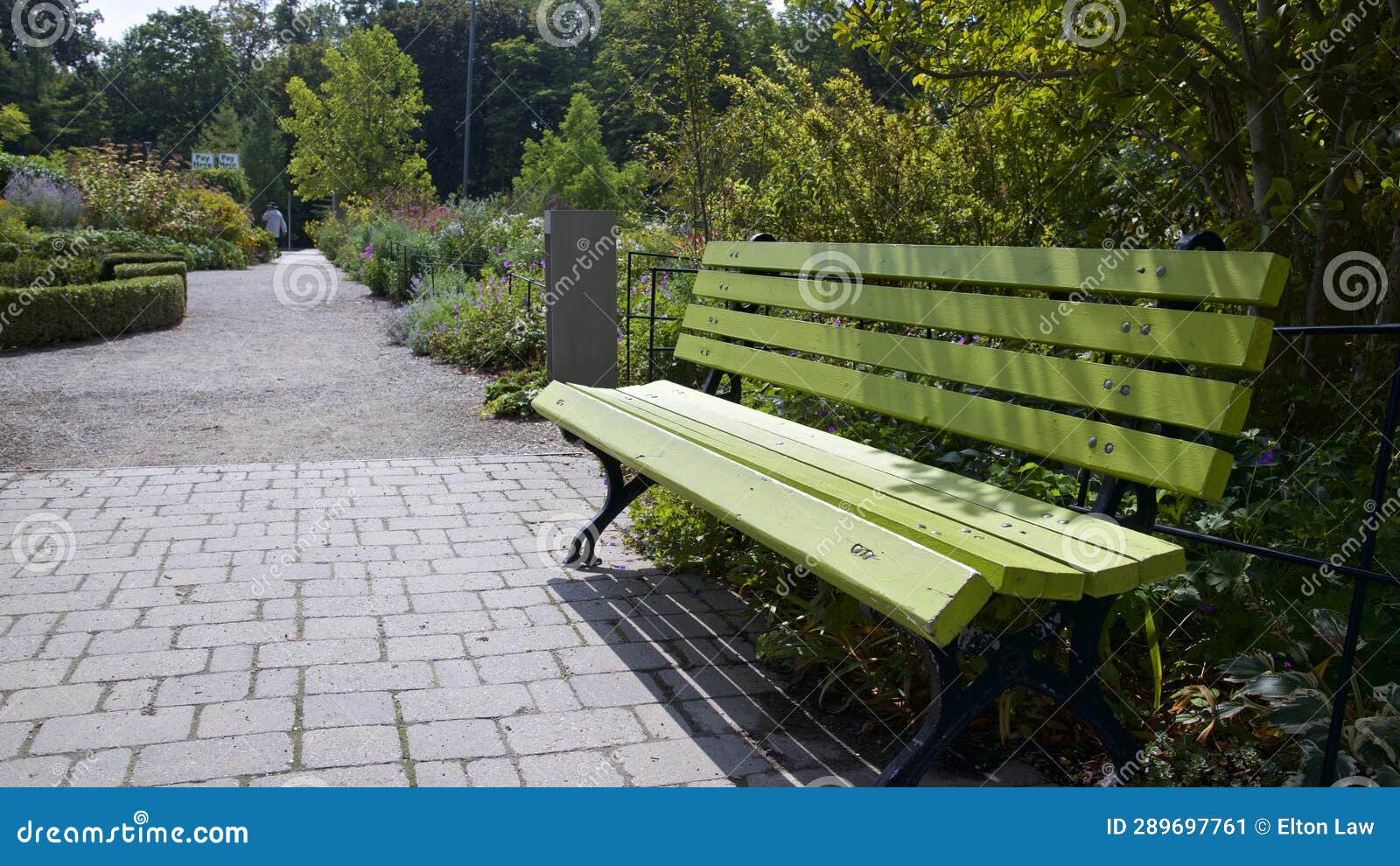 Low-angle View of the Park Bench Stock Image - Image of garden, scenery ...