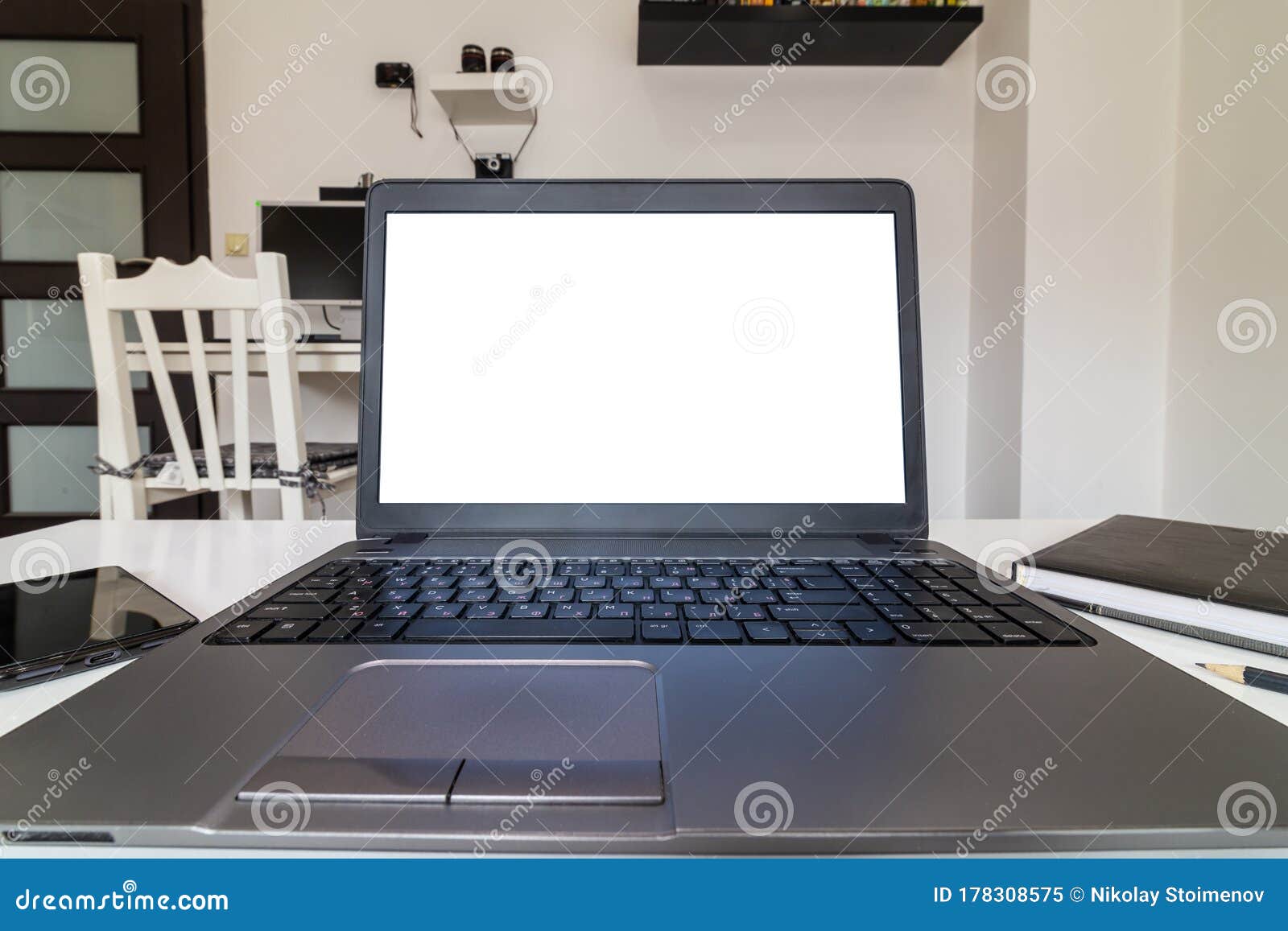 Low Angle View of a Person Working on a Laptop from Home Stock Image ...