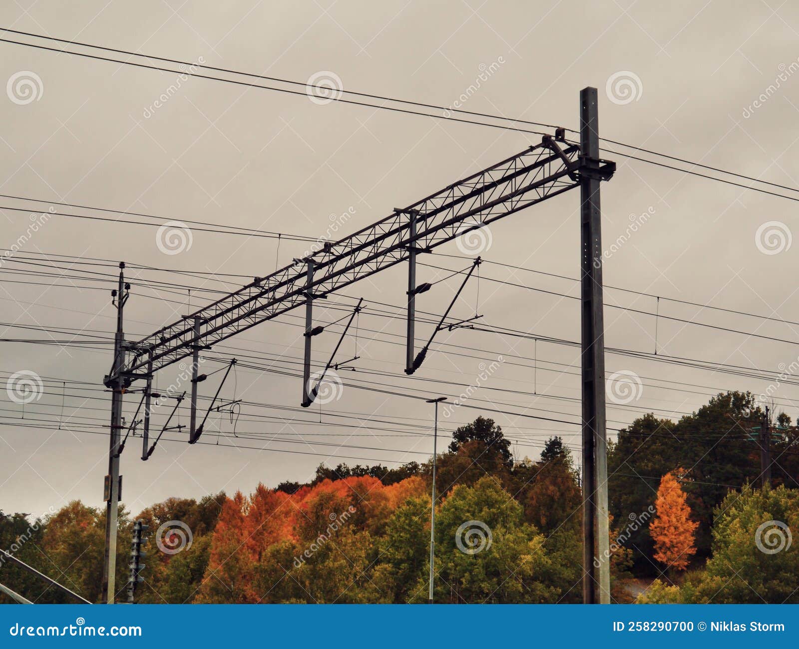 Low Angle View Power Cables Over Train Tracks Stock Photo - Image of ...